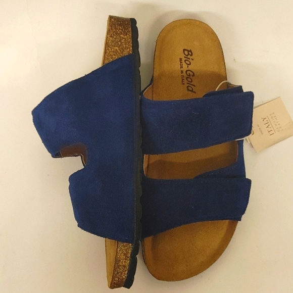 bio gold | Shoes | Brand New Adjustable Leather Comfort Blue Sandals ...